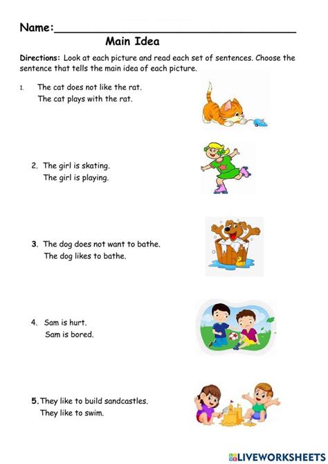Main Idea Worksheet Answer Key Worksheet Activity Sheets