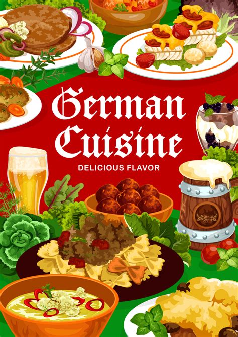 German Cuisine Restaurant Menu Cover Food Dishes 11860860 Vector Art