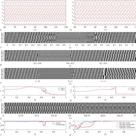 central pattern generator cpg dynamics a and b simulated