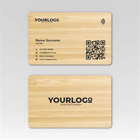 Bambus NFC QR Kode Visittkort Med Logo Smartcard