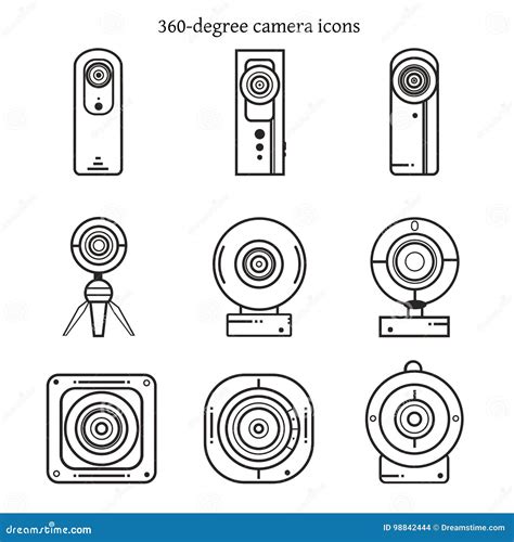360 Degree Camera Vector Concept Icon In Thin Line Style