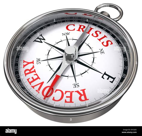 Crisis Versus Recovery Concept Compass Isolated On White Background
