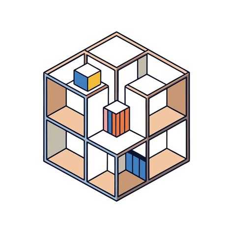 Abstract Isometric Cube Structure With Blocks Illustration Concept