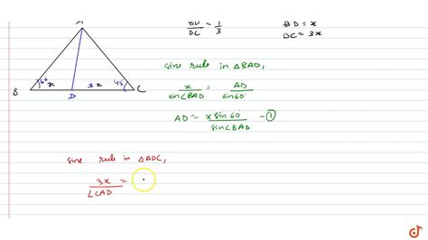 In A Triangle `abc` ` B Pi 3 C Pi 4` And `d` Divides `bc