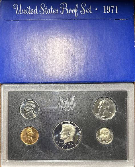 1971 S Us Proof Set 5 Coins Including Kennedy Half In Original