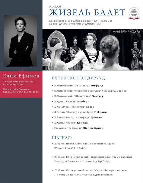 Улсын А Адан Жизель балетын Альберт ийн дүрд ОХУ ын Большой театрын тэргүүн гоцлооч Клим