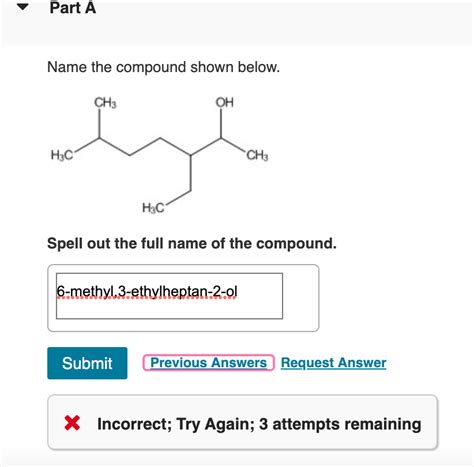 Solved Name The Compound Shown Below Spell Out The Full Chegg Com
