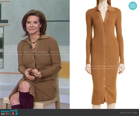 Wornontv Stephanie Ruhles Brown Ribbed Button Front Dress On Today