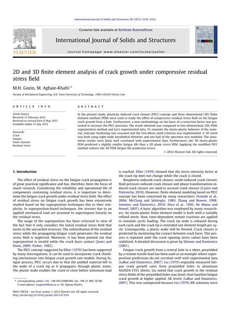 Pdf International Journal Of Solids And Structures · 2d And 3d ﬁnite