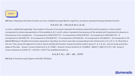 simplify the following boolean function in sum of products form by