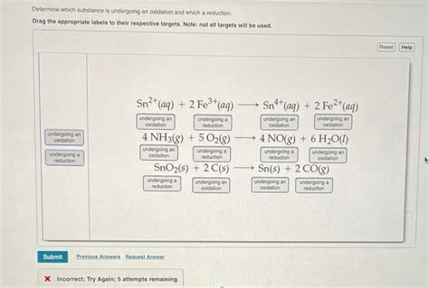 Solved Determine Which Substance Is Undergoing An Oxidation