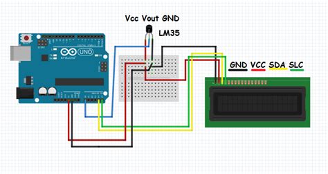 Digital Thermometerlm35 Using Arduino And I2c Lcd Display In Proteus