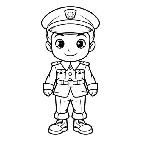 만화 경찰관 캐릭터 터 일러스트레이션의 컬러링 페이지 프리미엄 벡터 만화 경찰관 캐릭터 터 일러스트레이션의 컬러링 페이지 프리미엄 벡터
