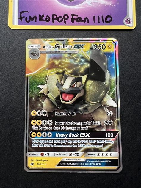 Pokémon TCG Alolan Golem GX Crimson Invasion 34 111 Holo Ultra Rare eBay