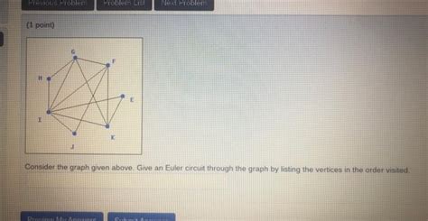 Solved Consider The Graph Given Above Give An Euler Circuit Chegg