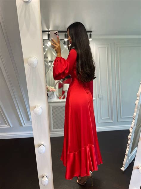 Red Silk Wrap Dress Silk Wrap Midi Dress Elegant Silk Dress Etsy