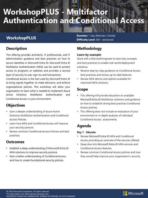 workshopplus multifactor and conditional access pdf active