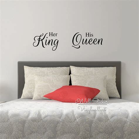 Her King His Queen Quote Wall Sticker Love Quote Wall Decal Bedroom Wall Quotes Easy Wall Art