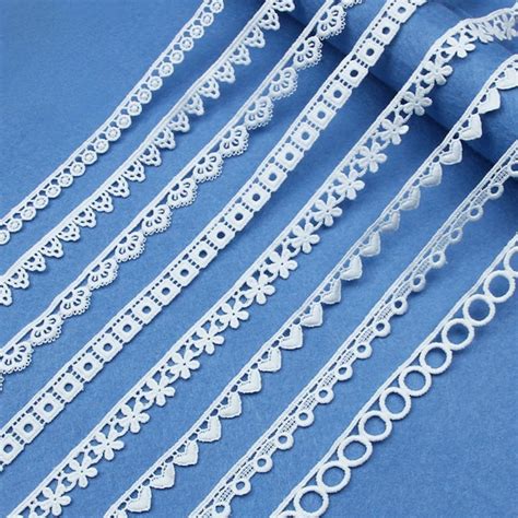 8 Assorted Pattern Lace Trims Polyester Embroidery Circle