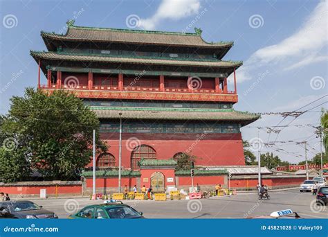 Китай Пекин Башня барабанчика самое старое здание в Пекине 1420 Редакционное Стоковое Фото
