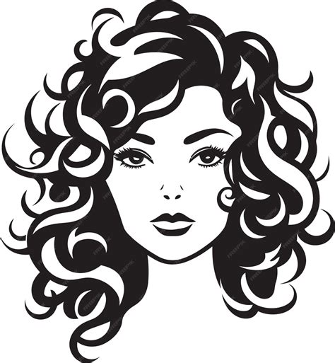 Premium Vector Elegance In Curls A Vector Logo Design In Black Sculpted Tresses A Curly Haired