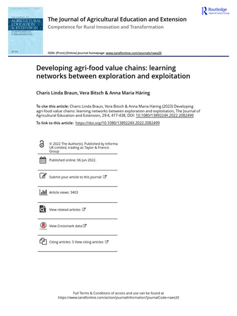 Developing Agri Food Value Chains Learning Networks Between Exploration And Exploitation Pdf