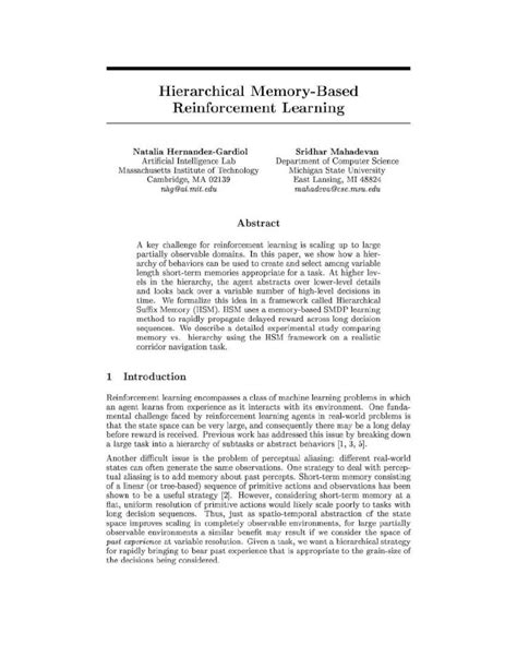 pdf hierarchical memory based reinforcement learning dokumen tips