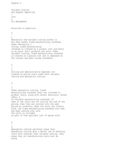 variable cosvariable costing and segment reportingting and segment