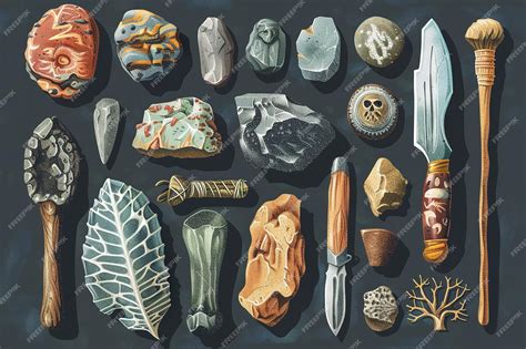 Premium Photo Stone Age Objects In A Vector Illustration Generative Ai