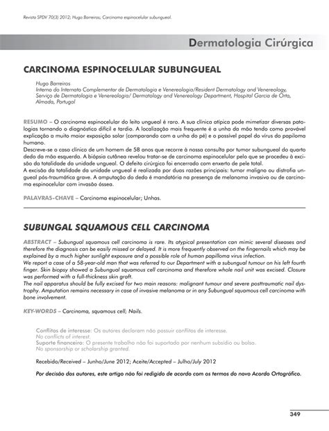 PDF CARCINOMA ESPINOCELULAR SUBUNGUEAL