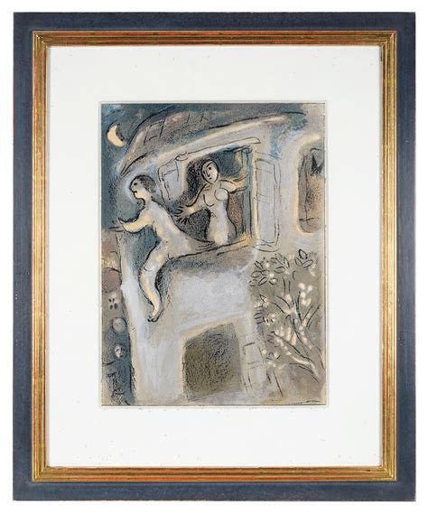 Marc Chagall Michal Saves David Color Lithograph From Illustration
