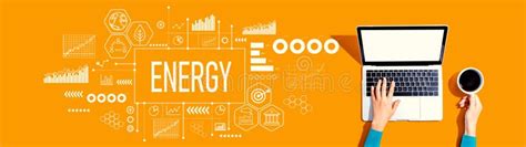 Energy Theme With Person Using A Laptop Stock Image Image Of Hand