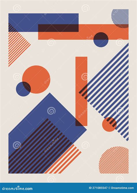 Abstract Background With Geometric Shapes Vector Retro Banner In Avant Garde Style Stock