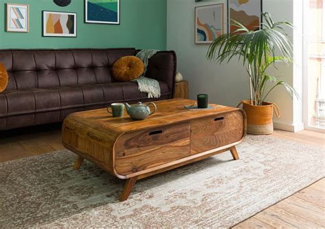 Retro Couchtisch Aus Dunklem Holz Massivmoebel24
