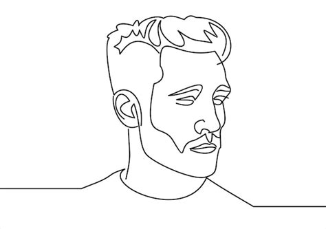 Dessin Au Trait De Portrait Dhomme Coiffure Style Masculin à La Mode