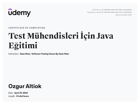My First Certificate About Java Software Language From Udemy Ozgur Altiok