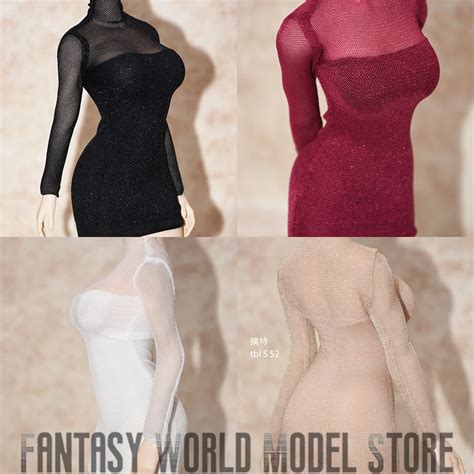 1 6 Scale Female Soldier Fashion Slim Perspective Mesh Dress Two Piece