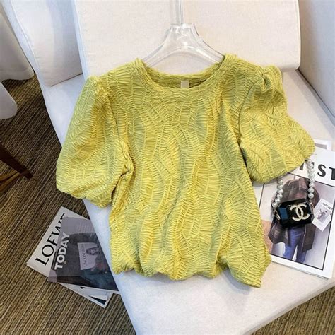 Kathryn Plus Size Textured Bubble Sleeve Blouse 31192 Lazada Ph