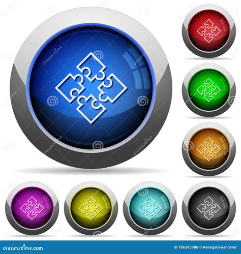 Puzzles Button Set Stock Vector Illustration Of Jigsaw 186395986