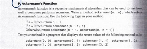 solved 9 ackermann s function ackermann s function is a