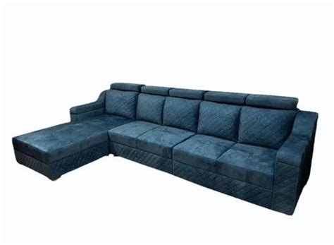 Seater Blue Velvet L Shape Teak Wood Sofa Set With Lounger At Rs Set In Nagpur