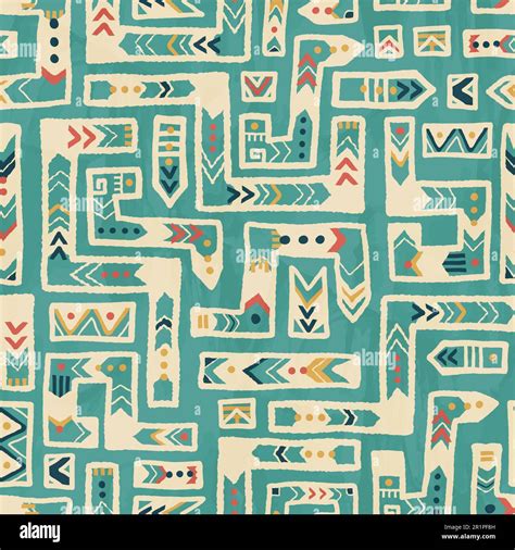 Hand Drawn Abstract Seamless Pattern Ethnic Background African Style Great For Textiles