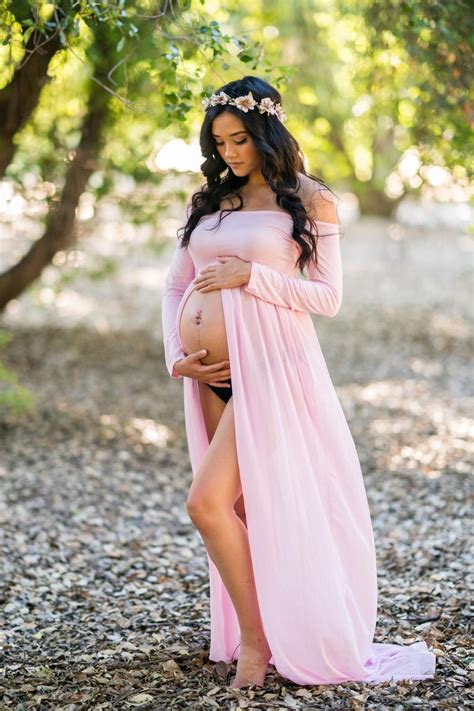 YnimioAOX Women S Off Shoulder Long Sleeve Maternity Dress For