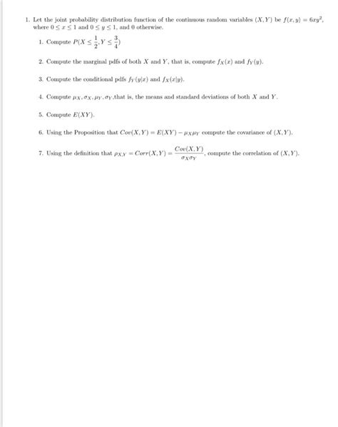 Solved 1 Let The Joint Probability Distribution Function Of