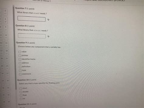 Solved What Library That Scanf Needs Question 8 1 Point