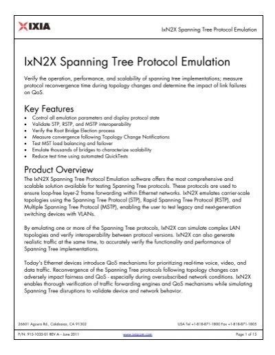 Ixn2x Spanning Tree Protocol Emulation Ixia