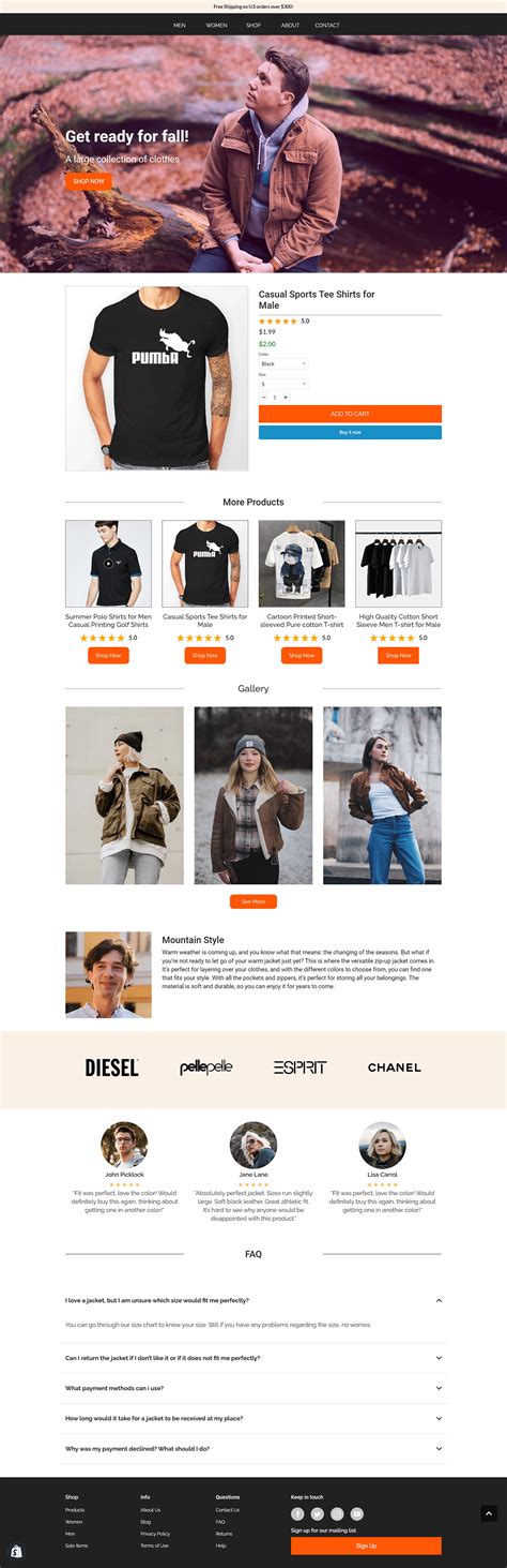 shopify landing page design behance