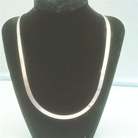 925 Italian Herringbone Necklace 20 Sterling Silver Gem