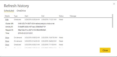 Solved Scheduled Refresh Failed Without Error Message Microsoft Fabric Community