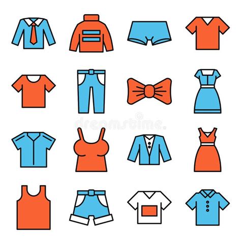 Clothes Icons Set On White Background Vector Stock Illustration